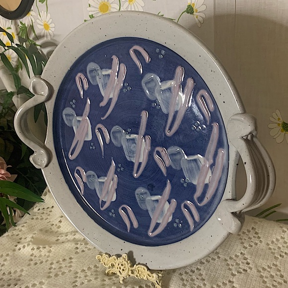 Artisan | Dining | Cunningham Signed Pink Blue Abstract Pottery Plate ...
